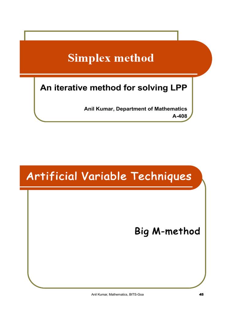 Big M Method | PDF