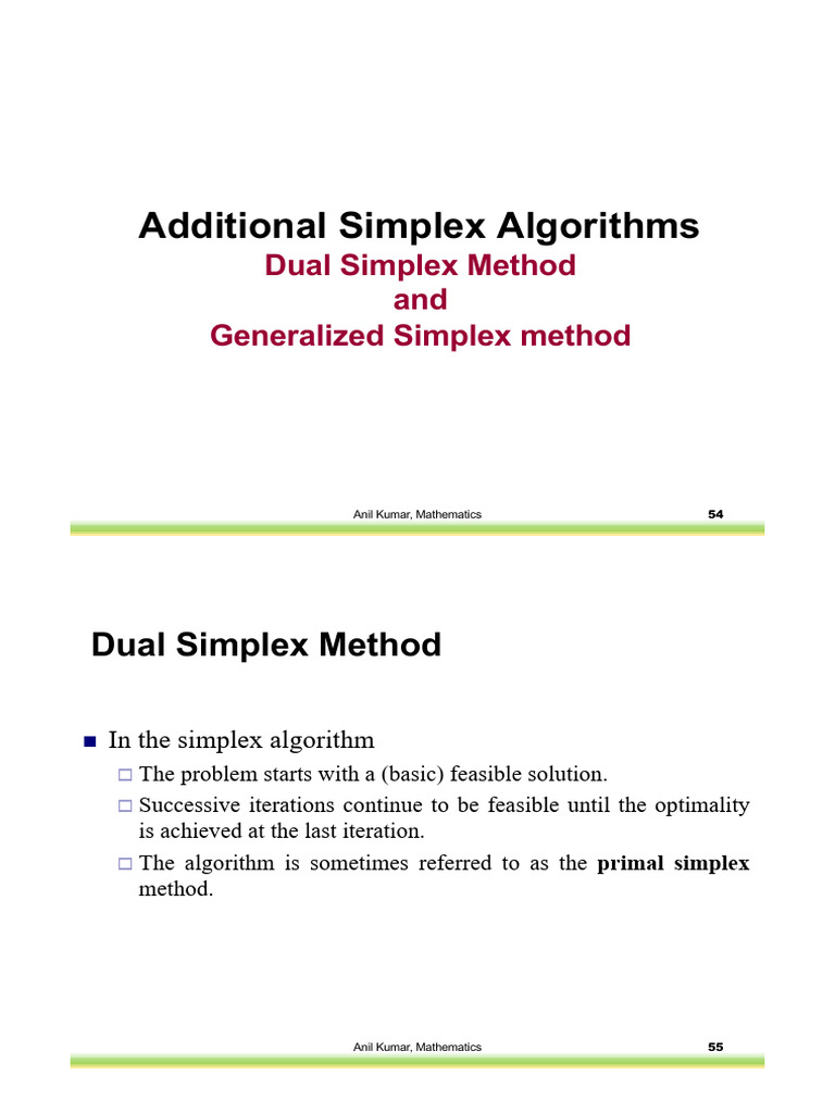 Dual Simplex Method | PDF