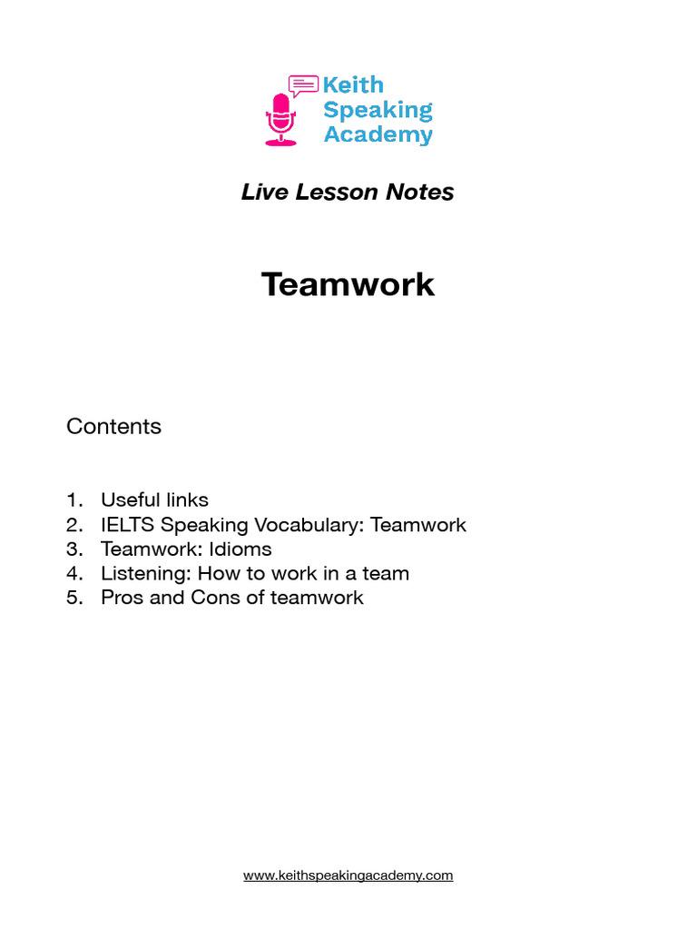 Teamwork Lesson Notes | PDF