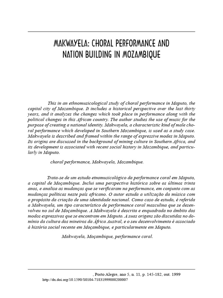 Makwayela: Choral Performance and Nation Building in Mozambique | PDF