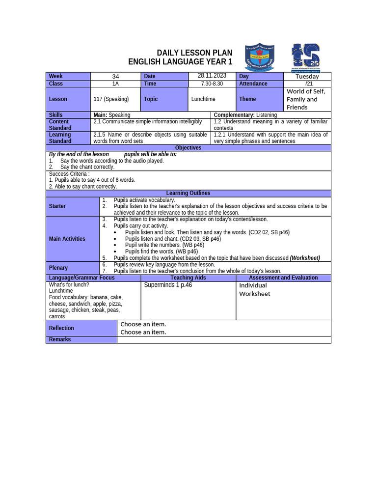 Lunchtime (Lesson 117-150) | PDF