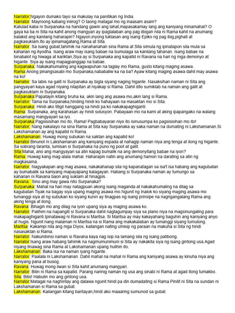 Rama at Sita SCRIPT | PDF