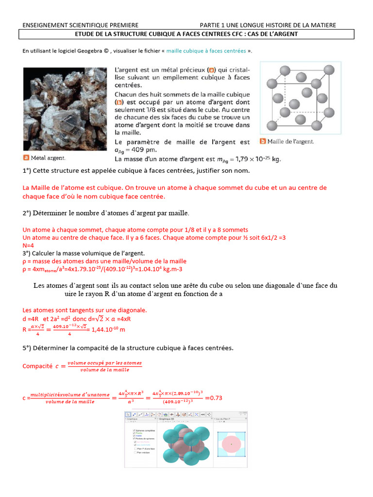 Activité 2 Exo Argent CORRIGE | PDF