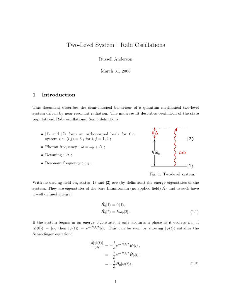 Two-Level System - Rabi Oscillations | PDF