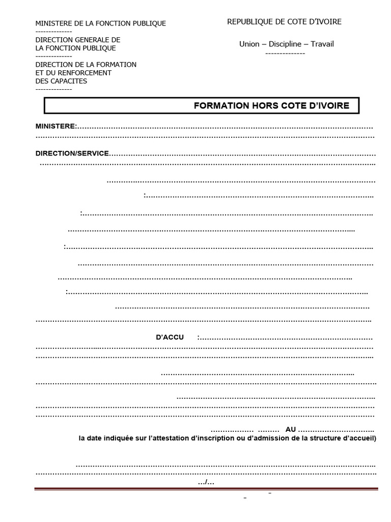 Formulaire Mise en Formation | PDF