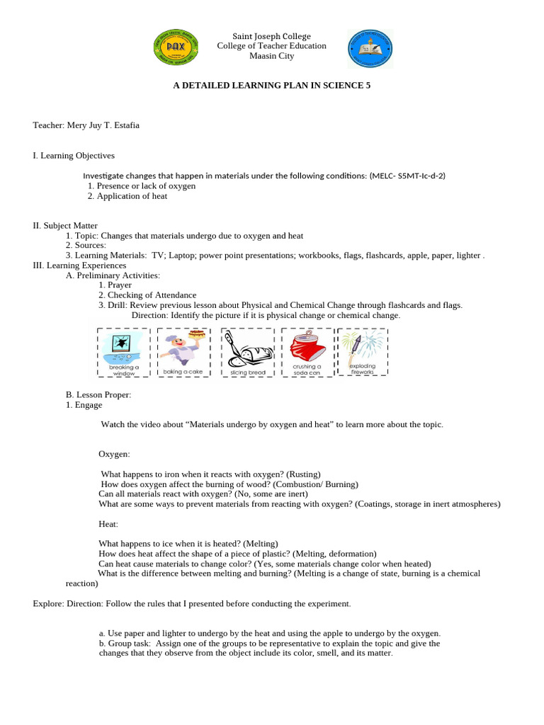 Lesson Plan SC1 | PDF