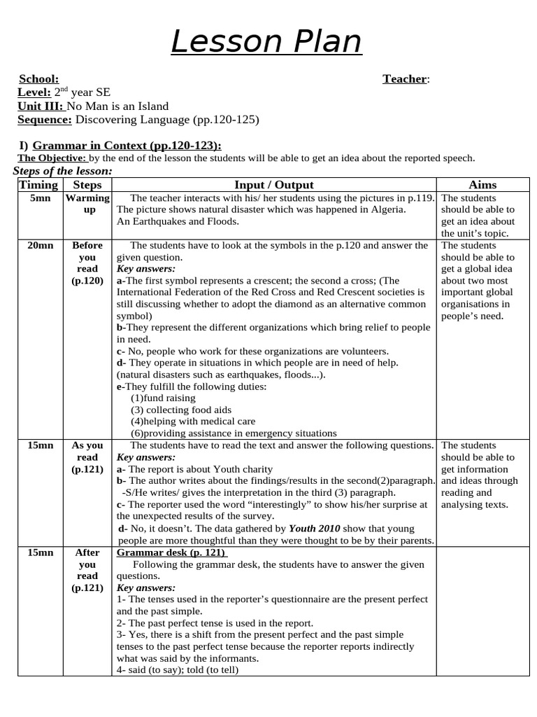 2 Year - Unit 4 (No Man Is An Island) | PDF | Linguistics