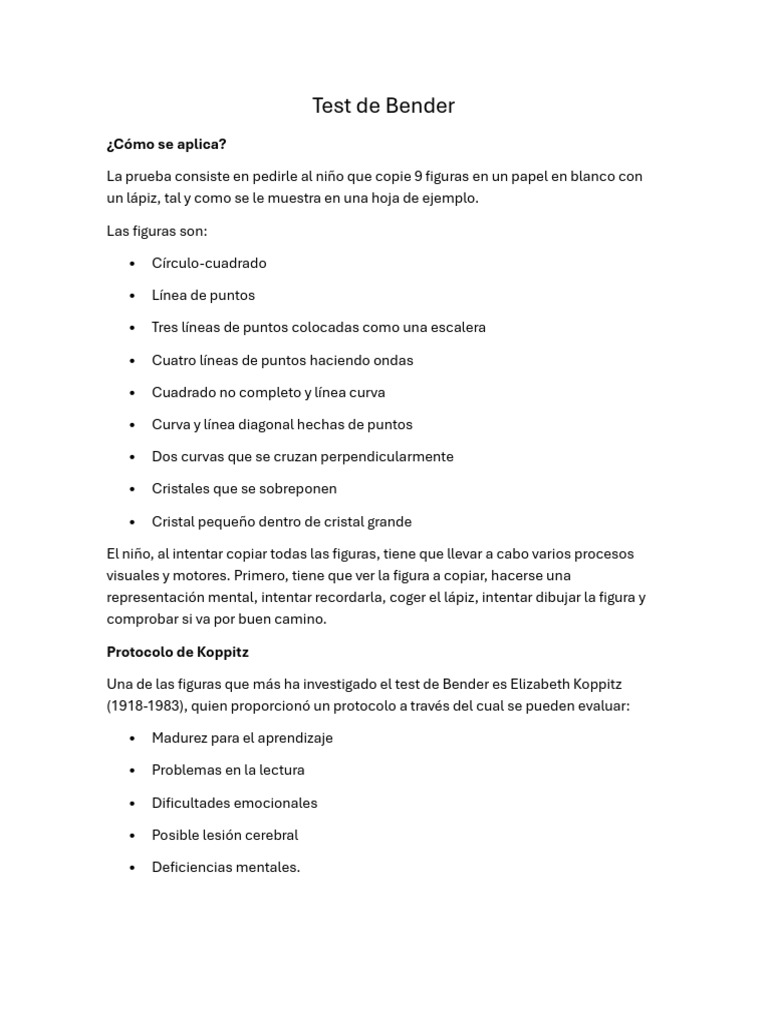 Test de Bender | PDF