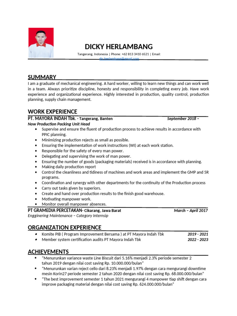 CV - Dicky Herlambang 2 | PDF