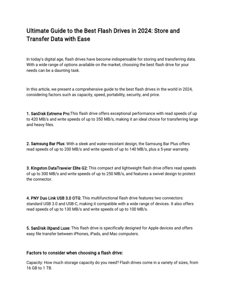 Ultimate Guide To The Best Flash Drives in 2024 | PDF