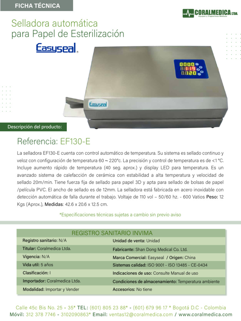 Selladora SCM EF130-E | PDF