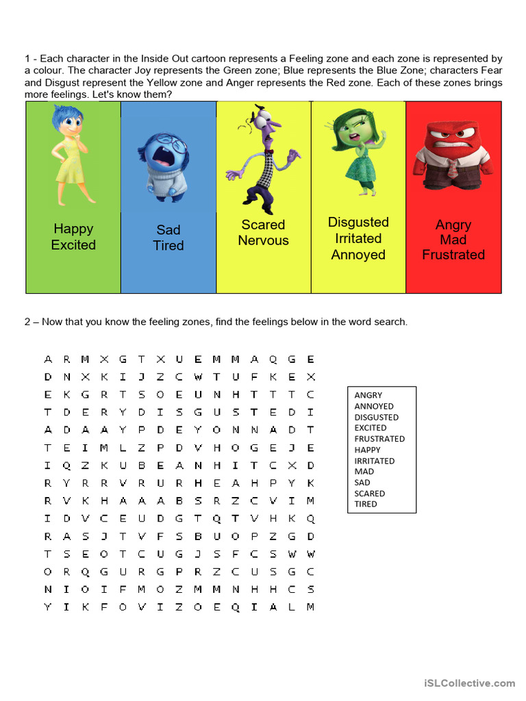 Inside Out Activities - Feelings | PDF