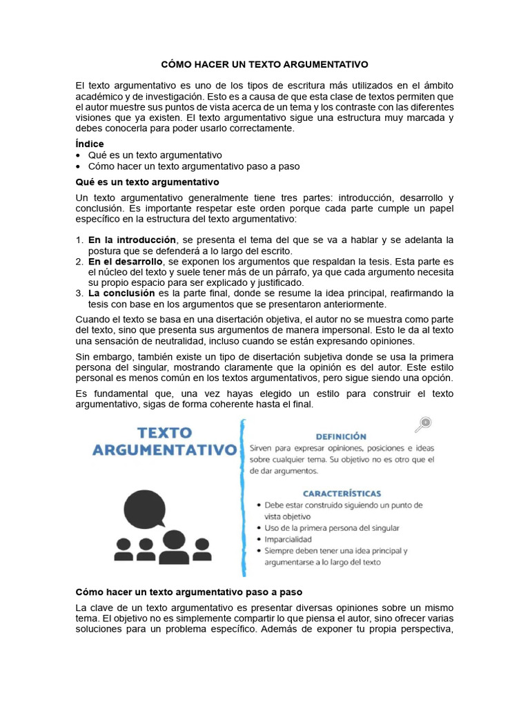 Cómo Hacer Un Texto Argumentativo Pdf Evidencia Crecimiento