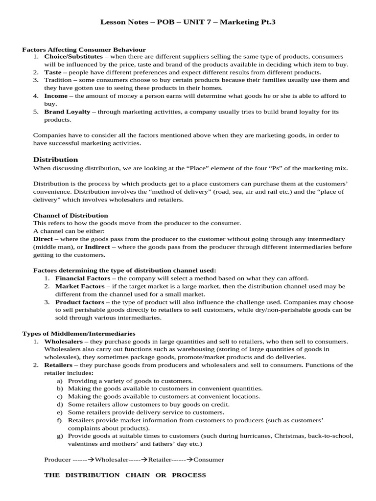 POB - Lesson 17 - Marketing Pt.3 | PDF | Perfect Competition | Business