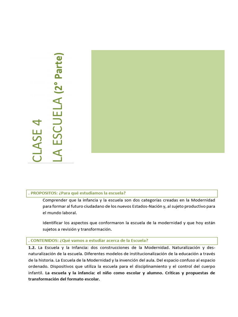 CLASE 4.LA ESCUELA 2 Parte Cs Educ | PDF