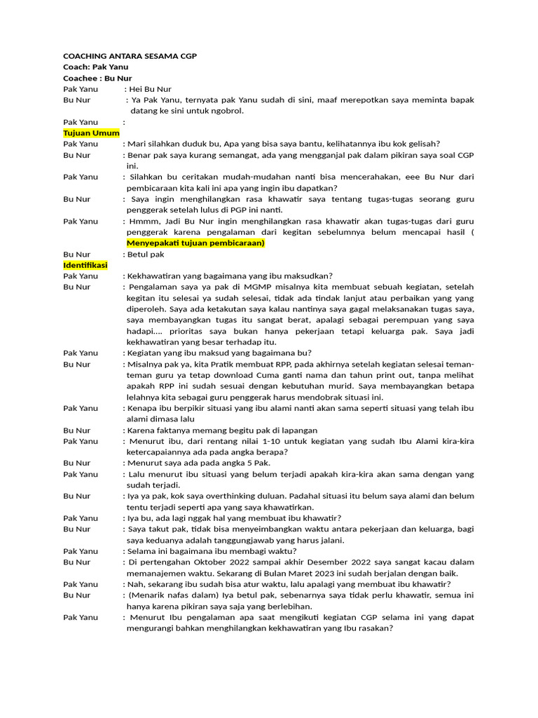 Coaching Antara Sesama CGP | PDF