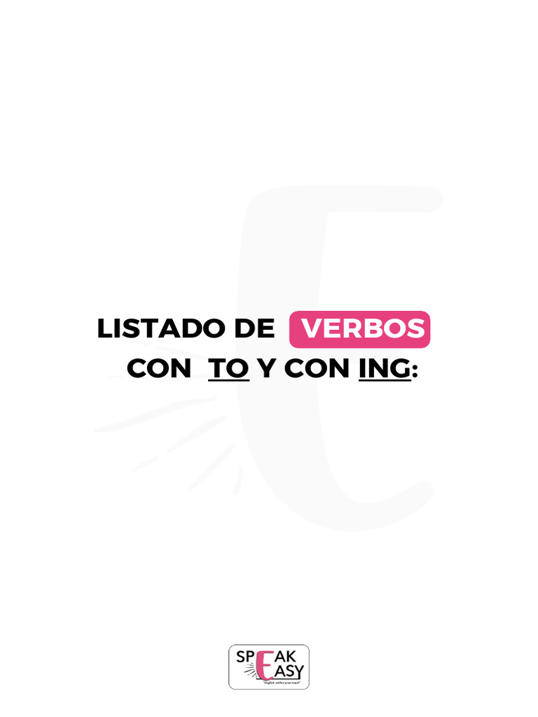 Listado de Verbos - To - Ing - Speak Easy | PDF