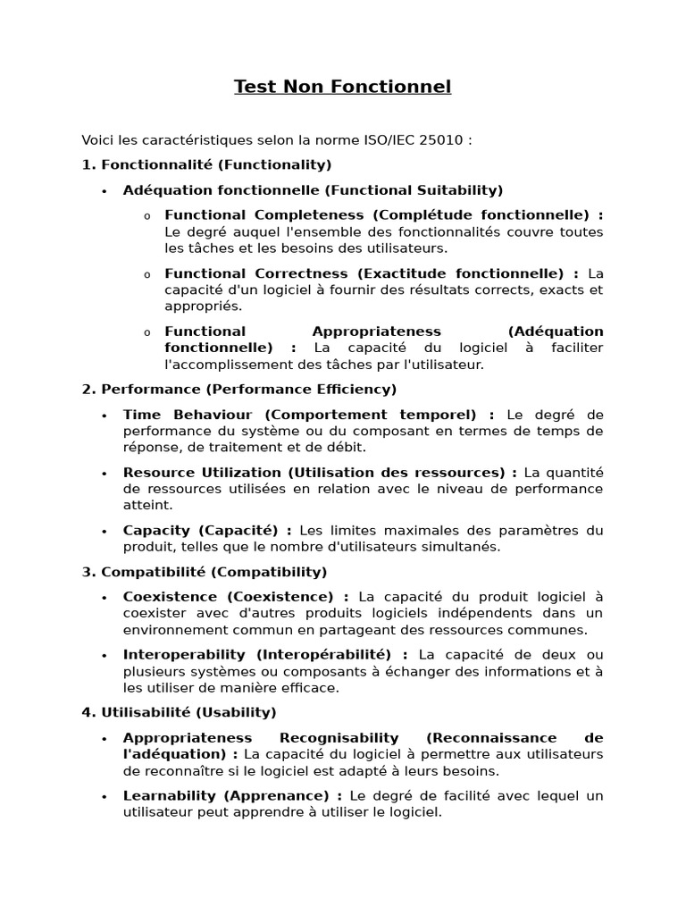 Test Non Fonctionnel | PDF