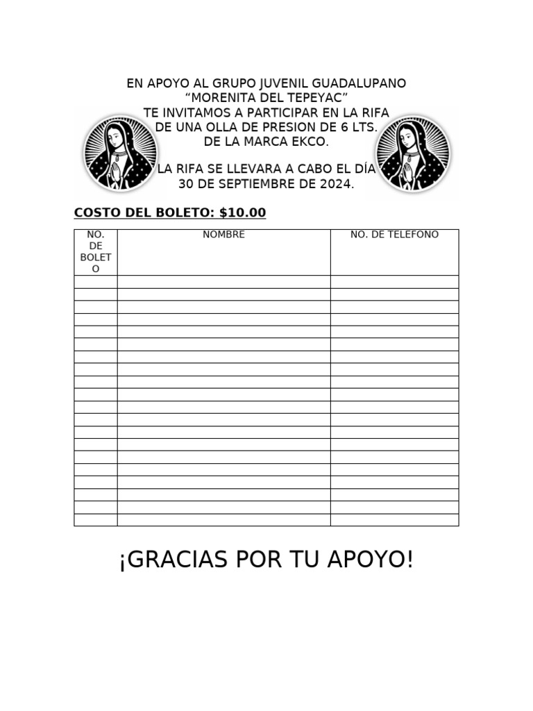 Formato de Rifa | PDF