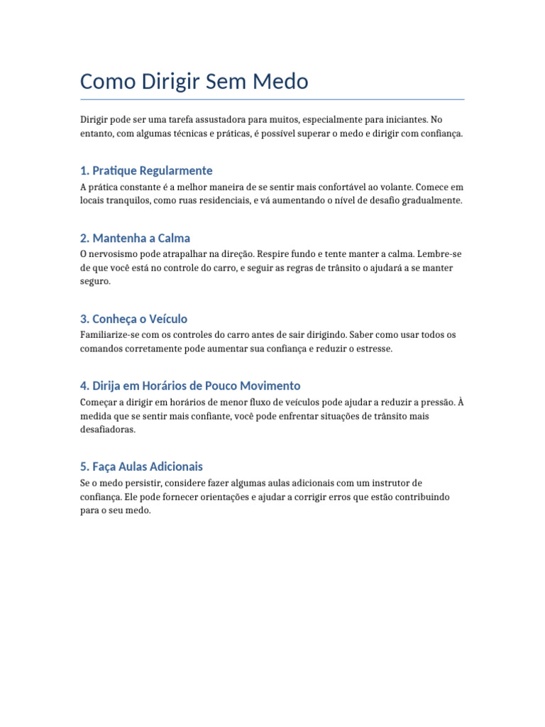 Como Dirigir Sem Medo | PDF
