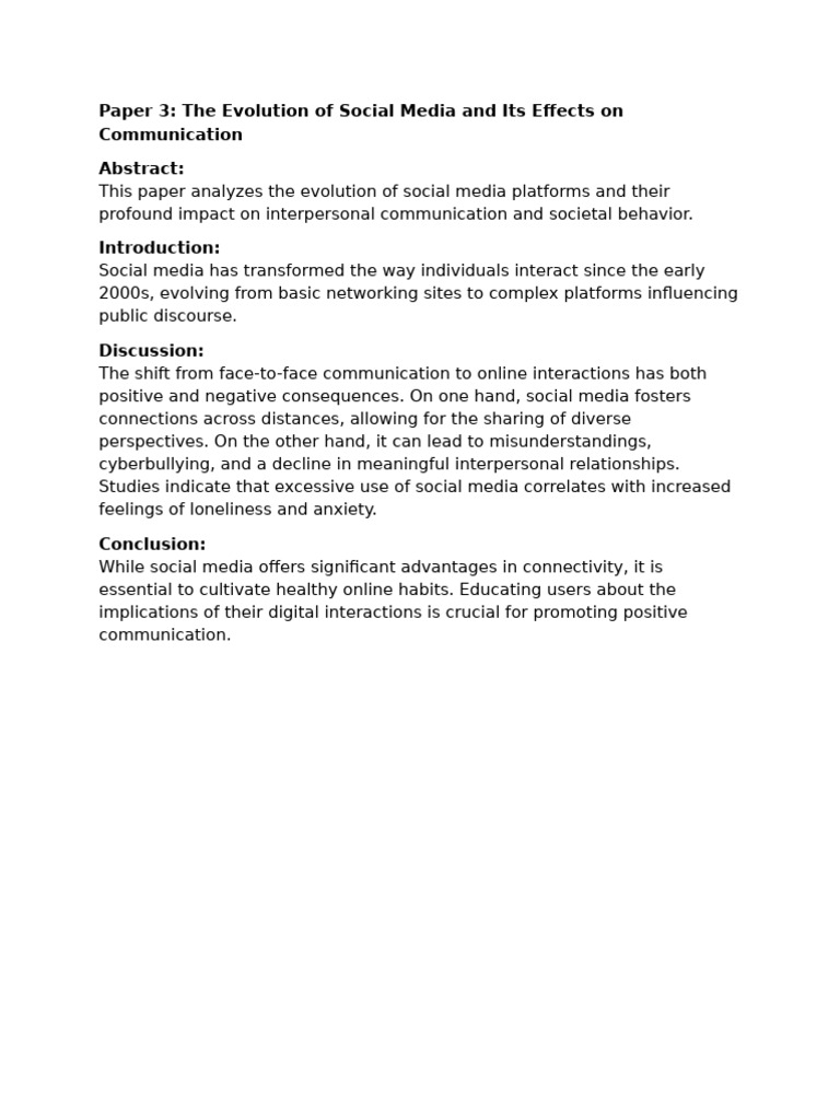 The Evolution of Social Media and Its Effects On Communication | PDF