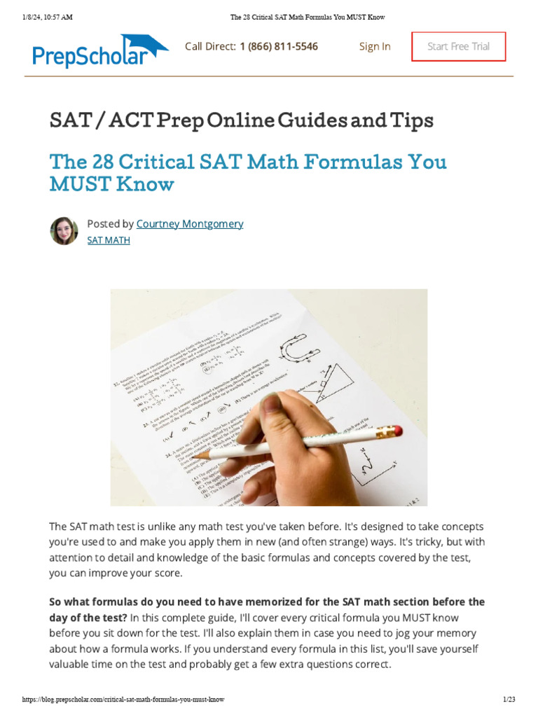 The 28 Critical SAT Math Formulas You MUST Know | PDF