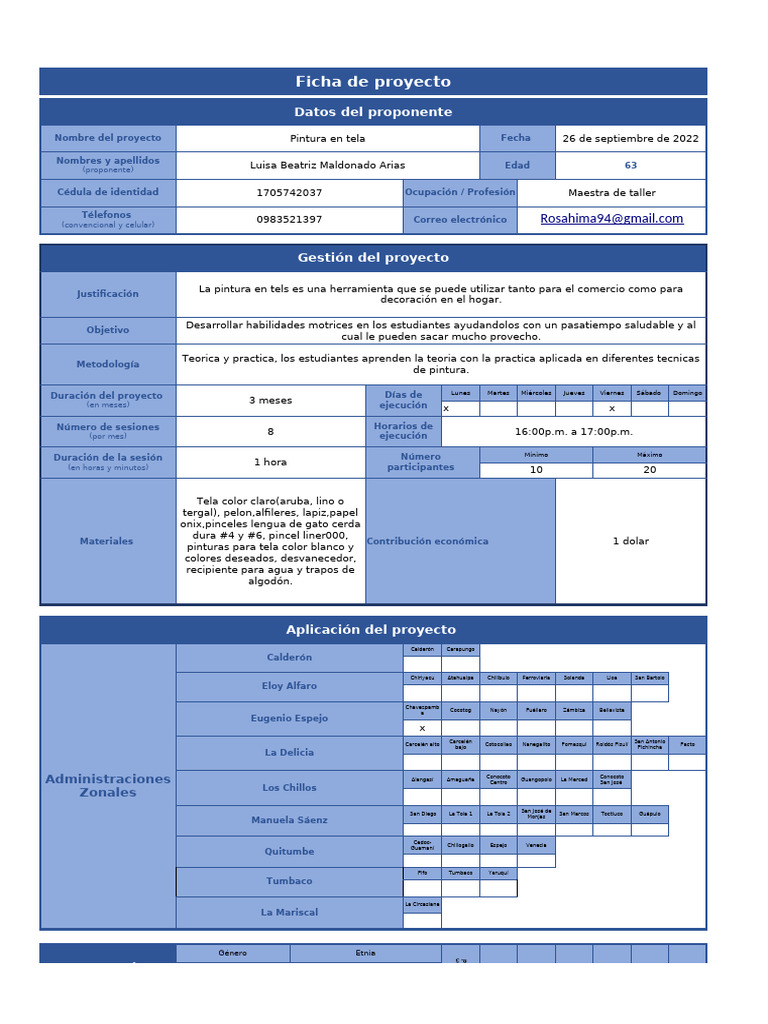 Ficha de Proyectos Casa Somos Tela | PDF