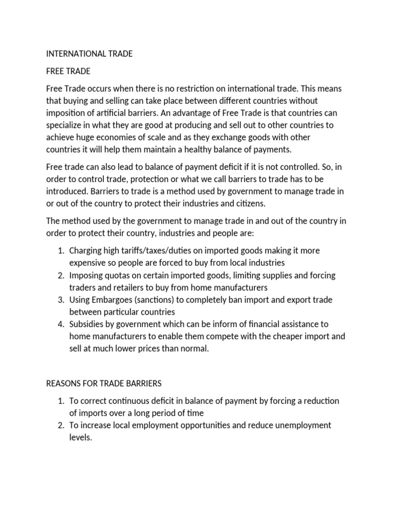 Free Trade and Protectionism | PDF