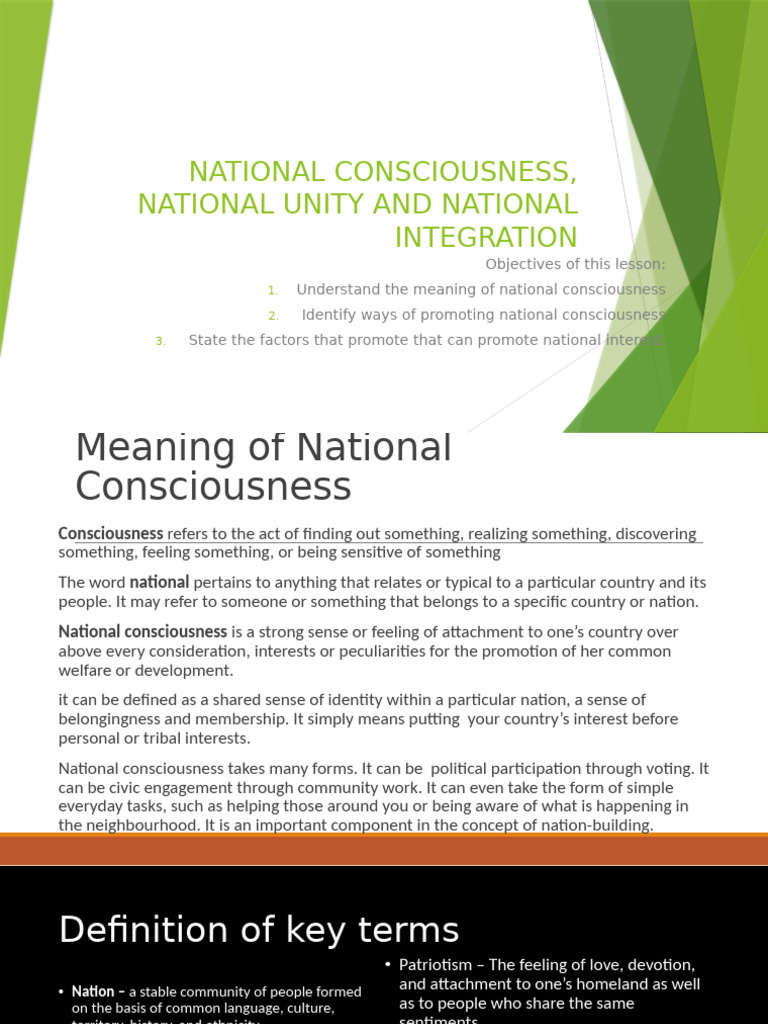National Consciousness, National Unity and National Integration | PDF