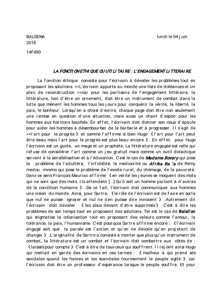 La Fonction Ethique Ou Utilitaire | PDF