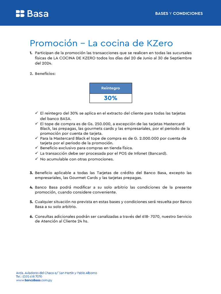 Bases y Condiciones LA COCINA DE KZERO | PDF