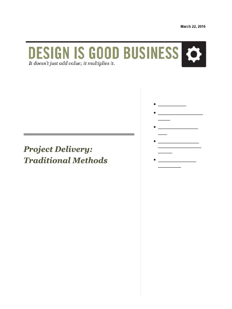 Project Delivery Traditional Methods | PDF