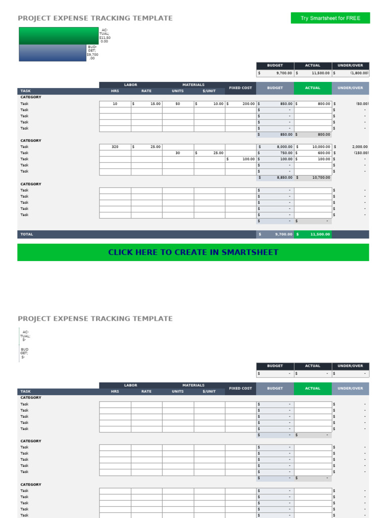 IC Project Expense Tracking Template 10687 | PDF