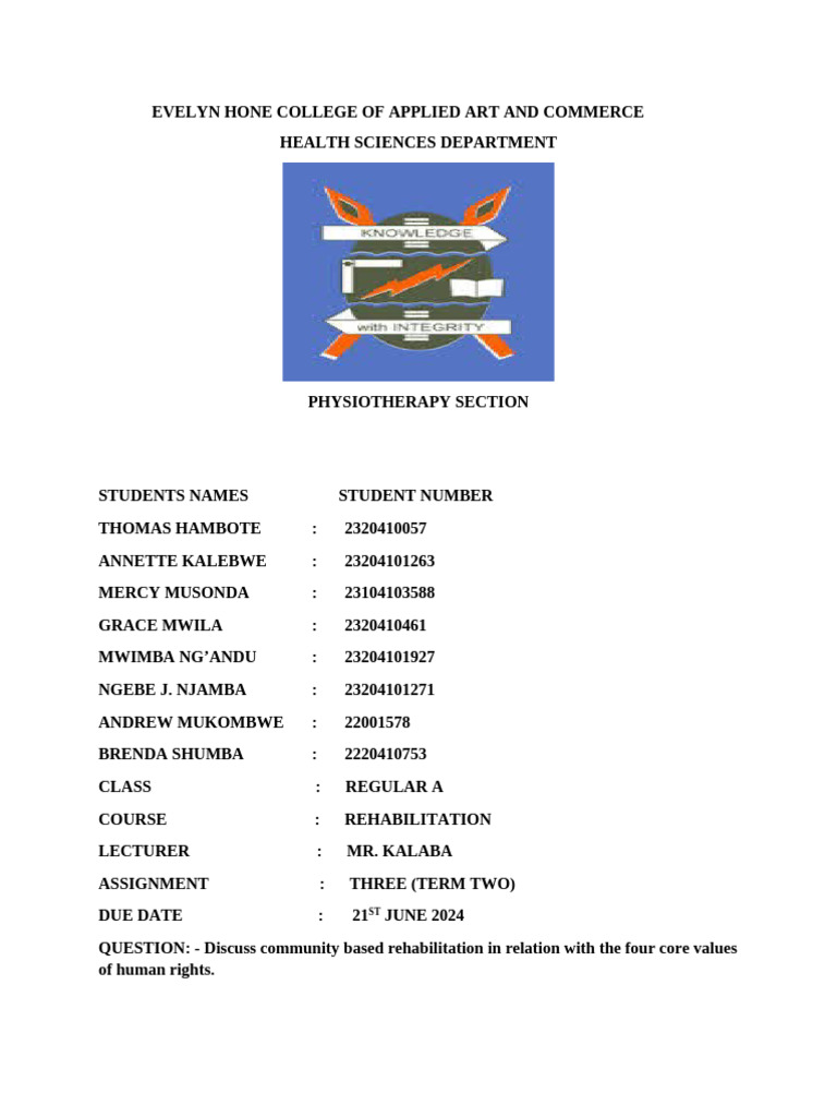 Discuss CBR in Relation With The Four Core Values of Human Rights | PDF