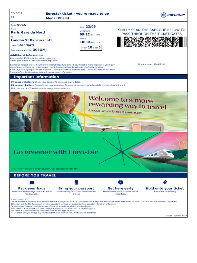 Eurostar Ticket | PDF