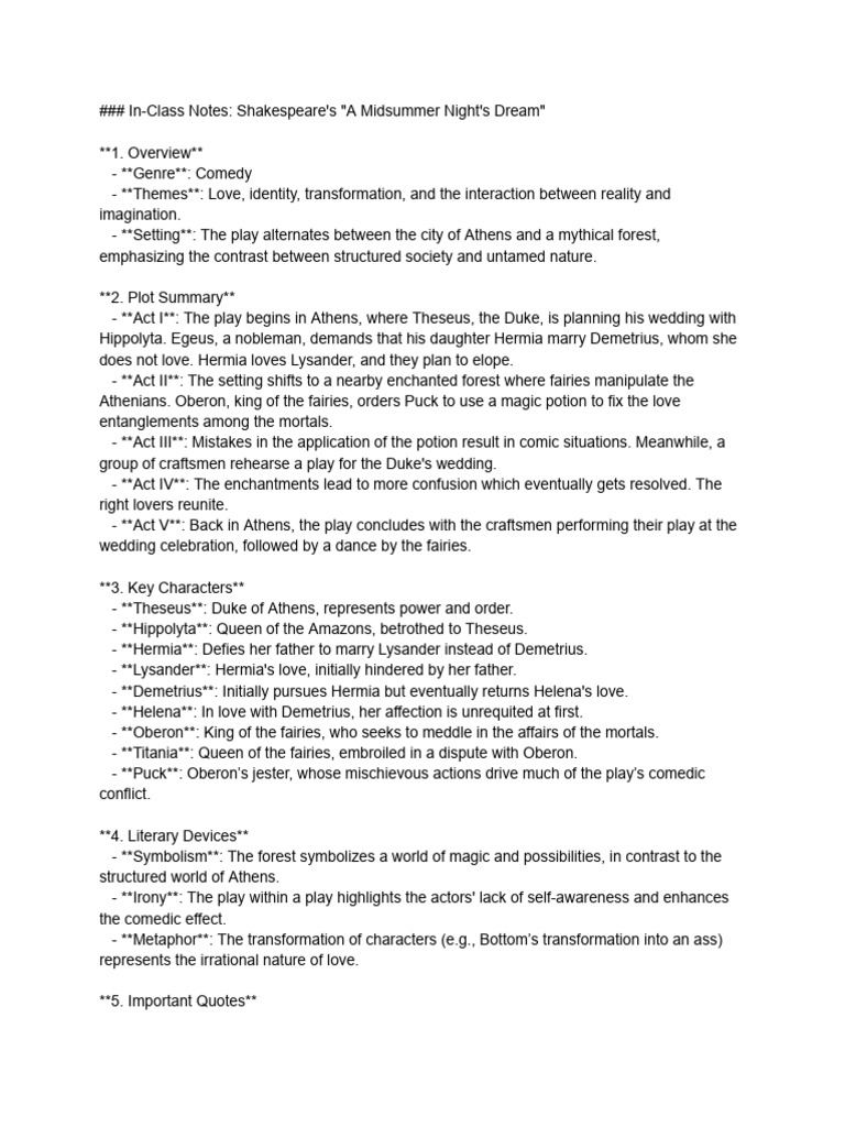 Engl182-Shakespear Notes#1 | PDF