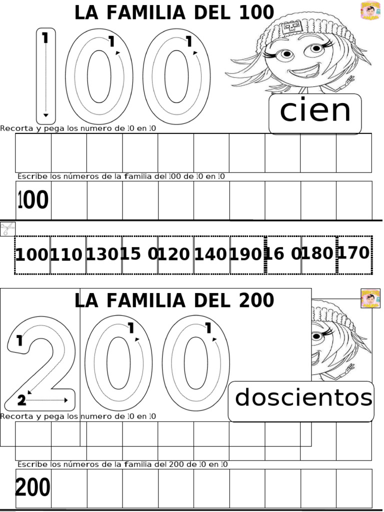 Scuadernillo de Numeros de 100 en 100 Hasta El 1000 | PDF