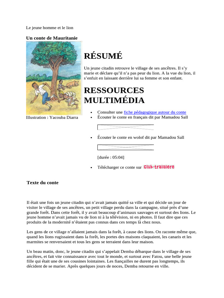 Le Jeune Homme Et Le Lio1 | PDF