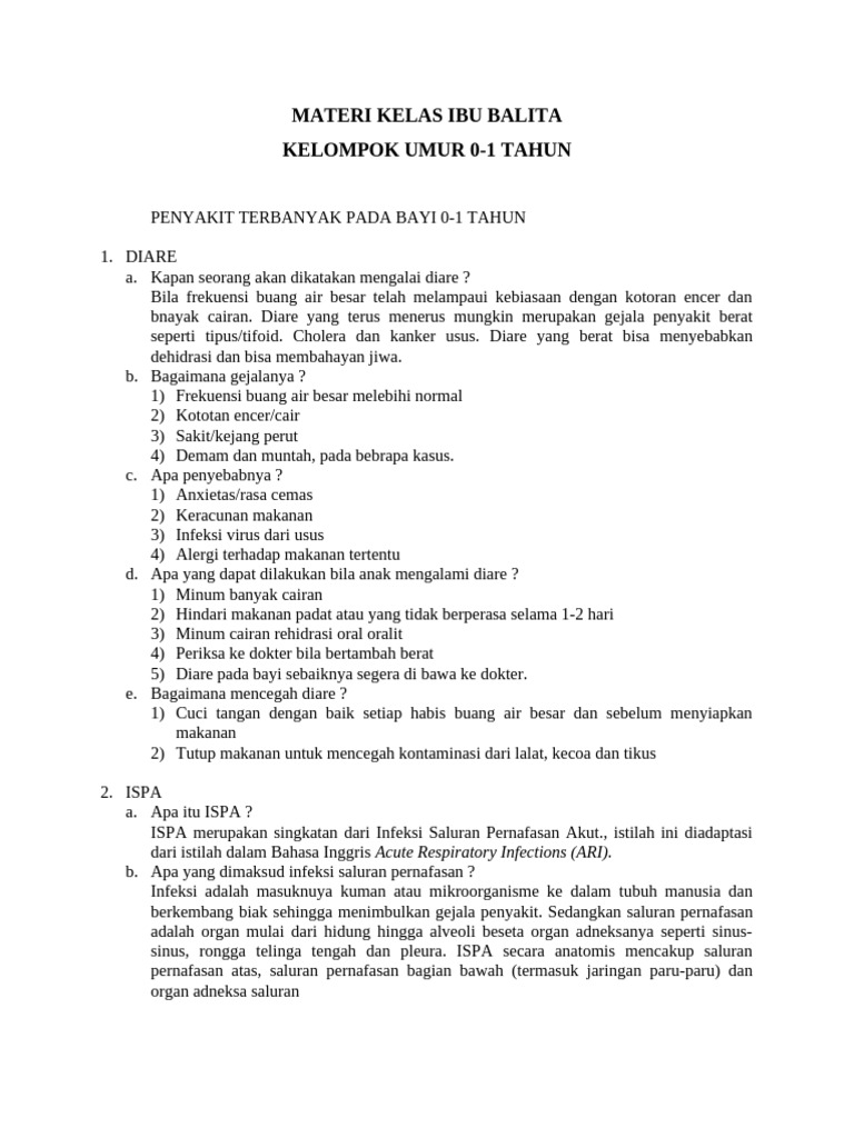 Materi Kelas Ibu Balita 0-1TH | PDF