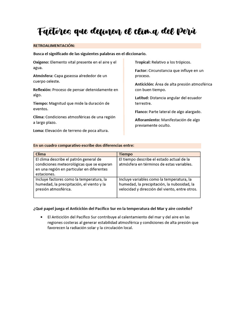 Factores Que Definen El Clima Del Perú | PDF