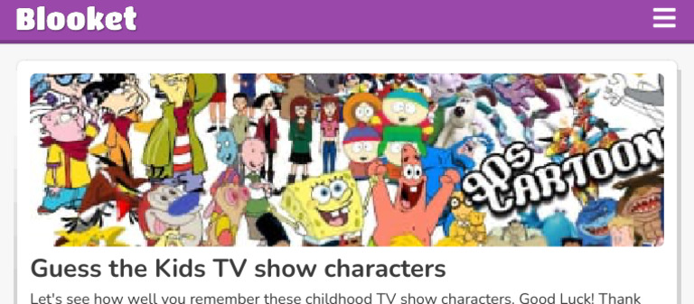 Guess The Kids TV Show Characters Blooket | PDF