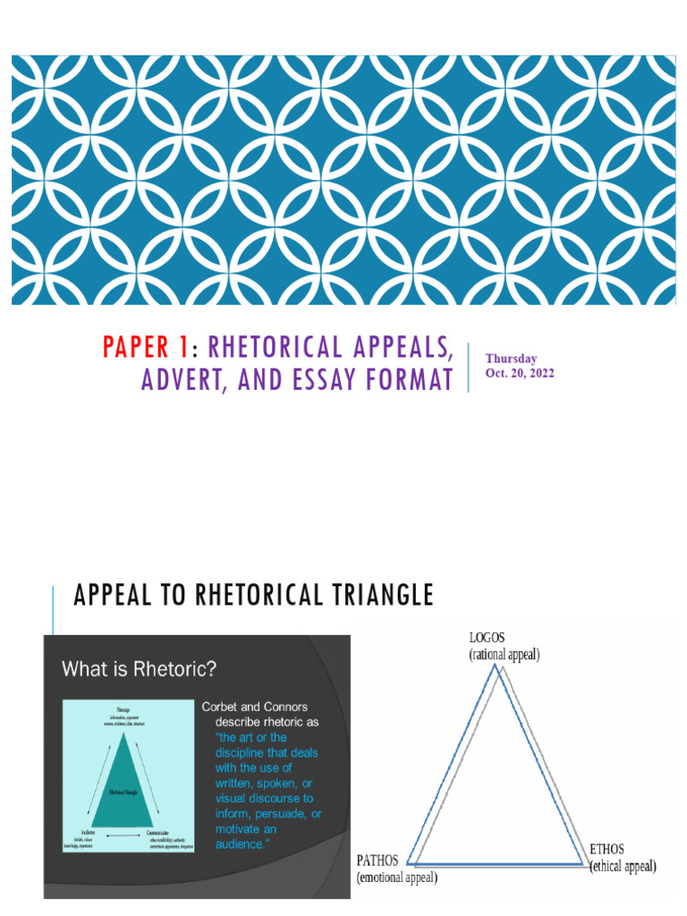 Paper 1 - Rhetorical Appeas, Advert, Essay Format | PDF