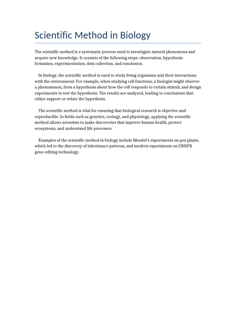 Scientific Method in Biology Detailed | PDF