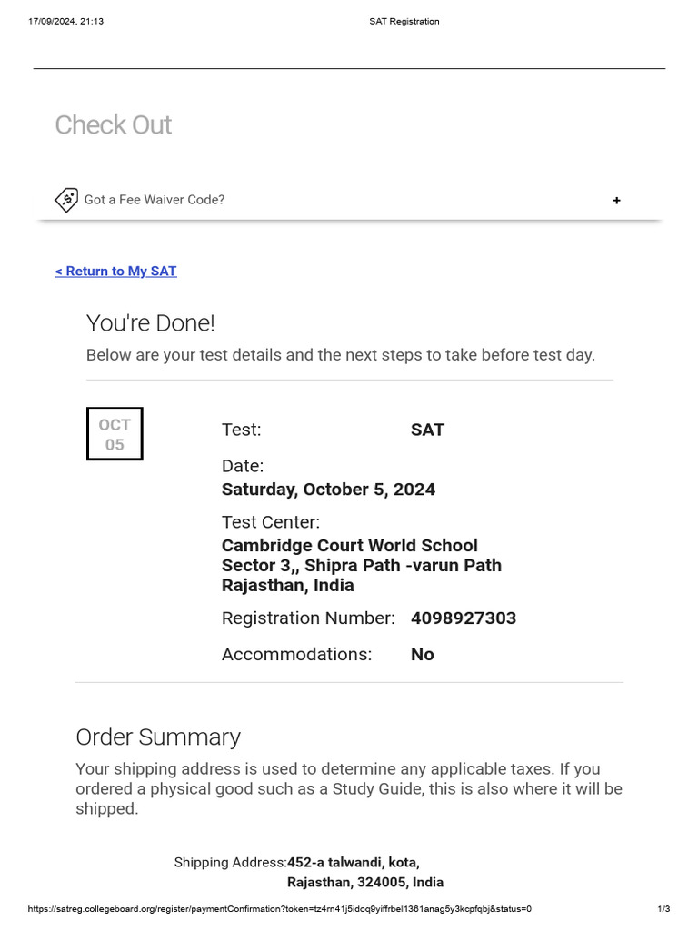 SAT Registration | PDF