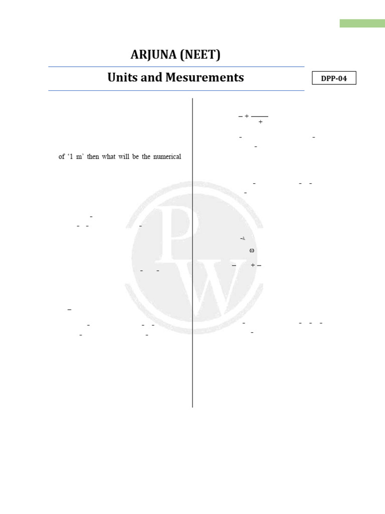 Arjuna (Neet) Units and Mesurements: V T V A BT T T C A B C LT L T L L ...