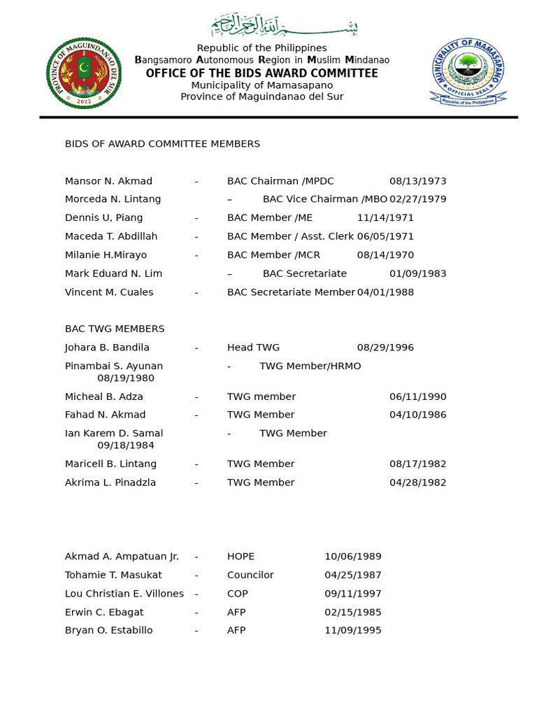 BAC List in Cebu | PDF