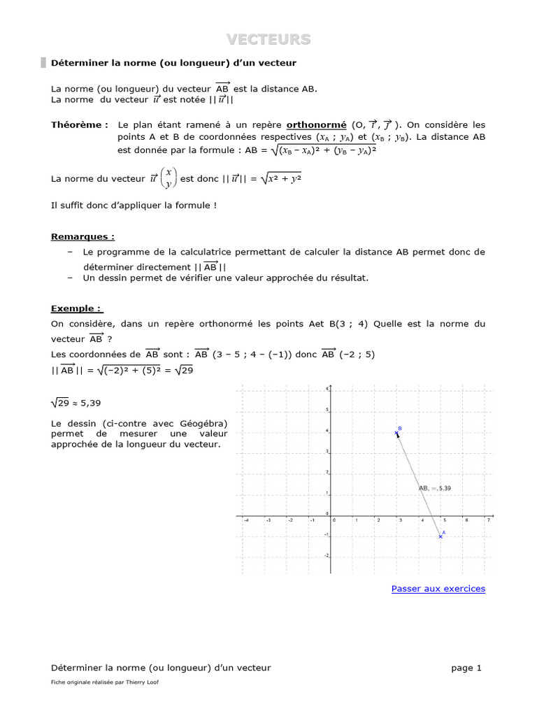 Norme et Longueur d'un Vecteur | PDF