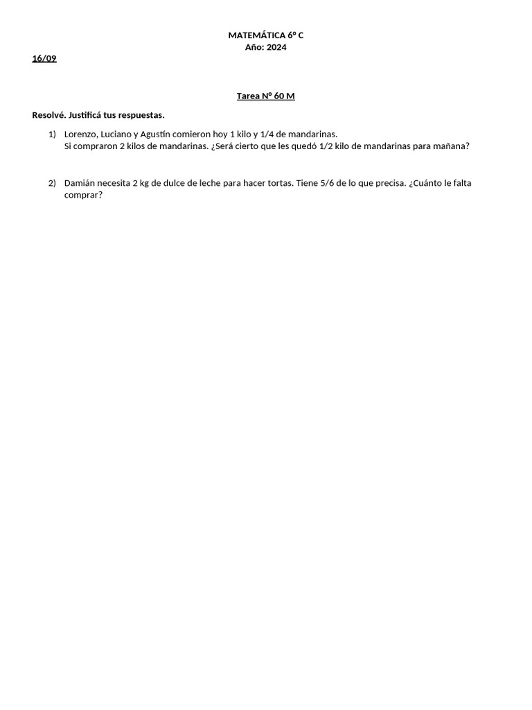 Tarea 60 M 16-09 6to C | PDF