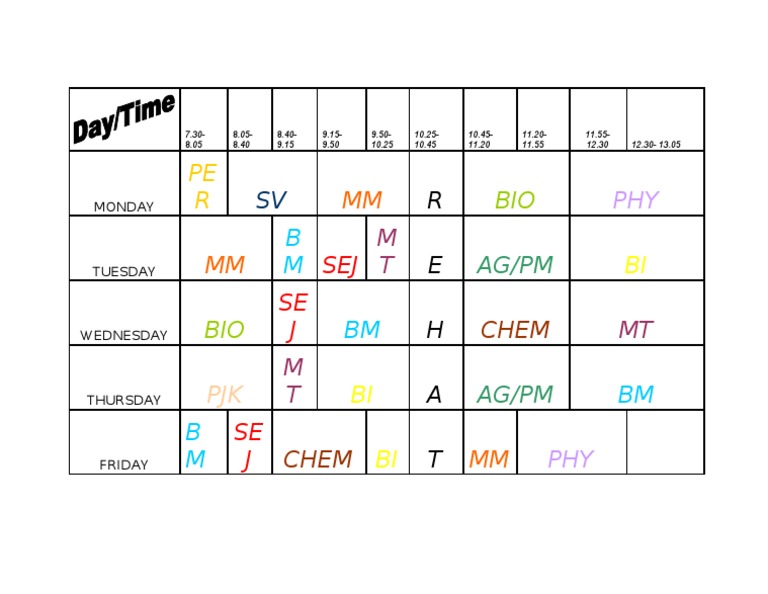 Weekly Class Schedule Overview | PDF | Science & Mathematics