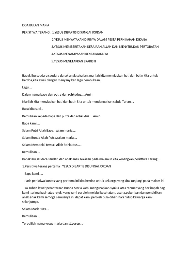 Doa Bulan Maria | PDF